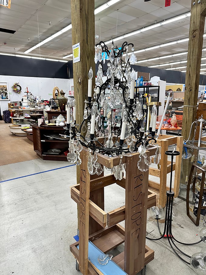 Not your average light fixture department&mdash;this chandelier looks ready for its Phantom of the Opera moment at a fraction of Broadway prices.