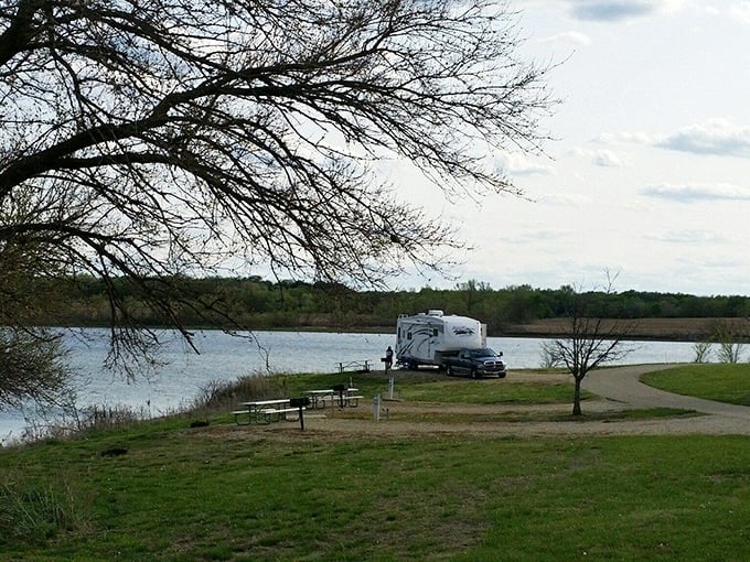Lakefront property without the mortgage! This prime camping spot offers water views that million-dollar vacation homes would envy.