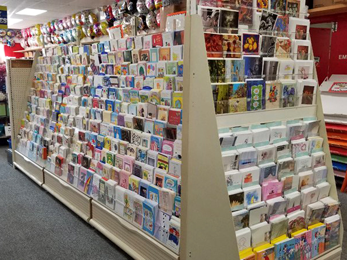Greeting card heaven! With prices this low, you'll find yourself buying birthday wishes for that cousin you see once every five years.
