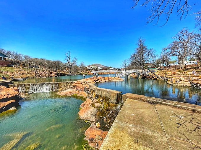 Who needs a fancy resort when you've got this? Medicine Park's swimming holes and waterfalls create natural aquatic playgrounds that beat any chlorinated pool.