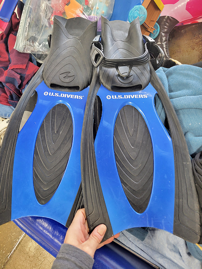 Flippers that could take you snorkeling in the Caribbean for less than a fancy coffee. One person's castoff becomes another's vacation essential.