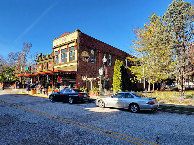 Downtown New Harmony greets visitors with colorful storefronts and architectural details that would make any Instagram influencer weak at the knees.
