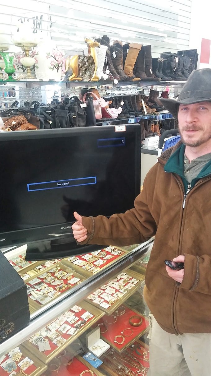 The electronics section: where yesterday's cutting-edge technology finds new purpose and shoppers debate whether that vintage stereo is retro-cool or just old.