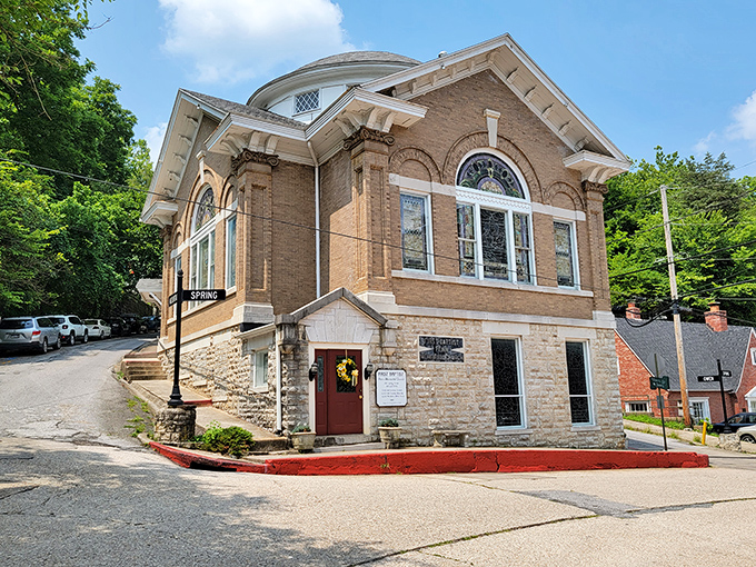 The First Baptist Penn Memorial Church stands as an architectural gem, its stone facade and arched windows a testament to craftsmanship that modern buildings can only envy.