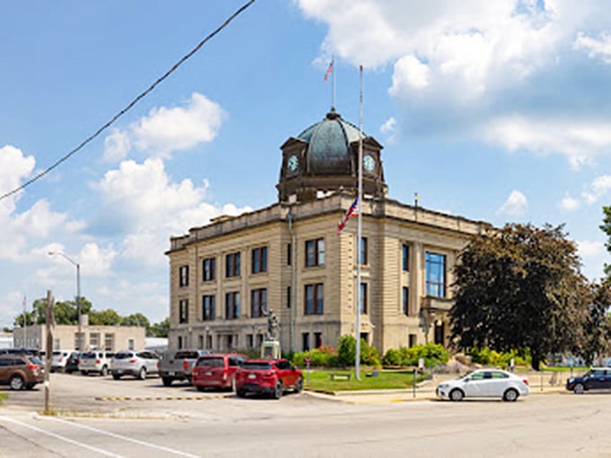 Spencer's courthouse stands like a limestone sentinel, its copper dome patinated by decades of Hoosier seasons. Small-town grandeur at its finest.