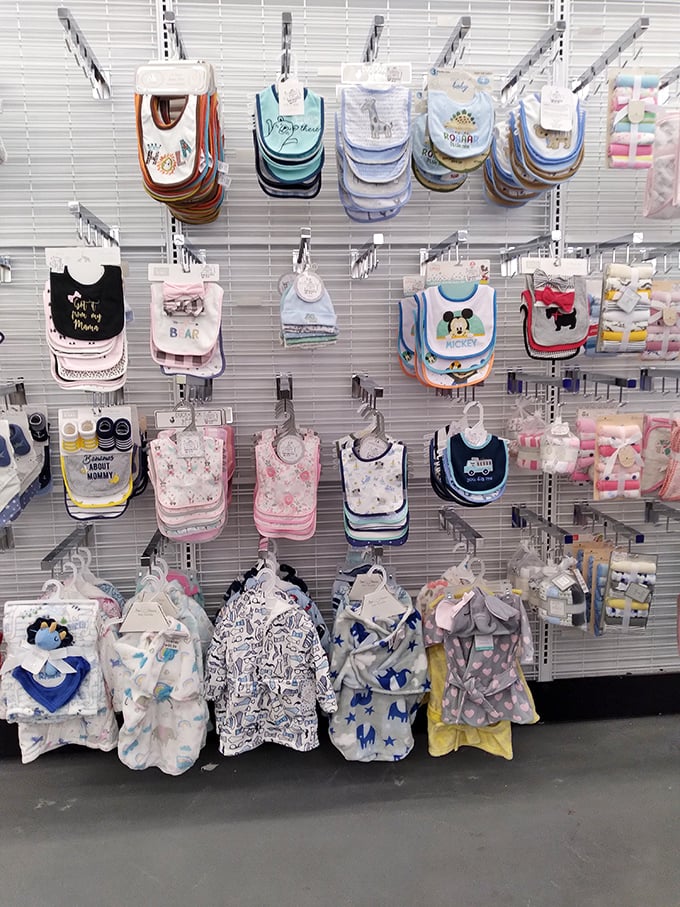 Baby bibs with sassy sayings and tiny outfits that'll be outgrown before you finish this sentence&mdash;parenthood's financial relief center.