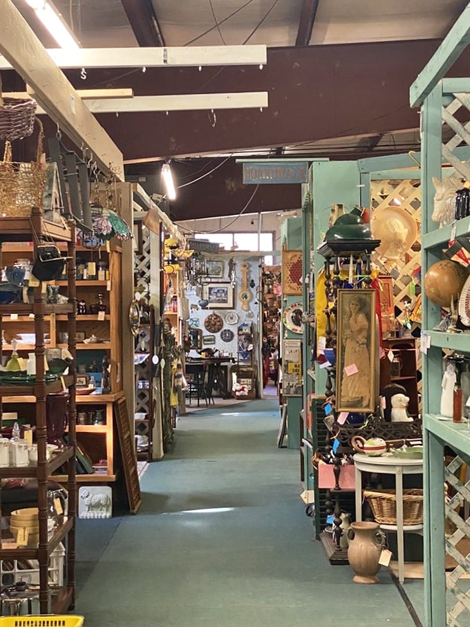 Aisles that whisper stories from decades past, where every booth is like turning the page in a well-loved history book.