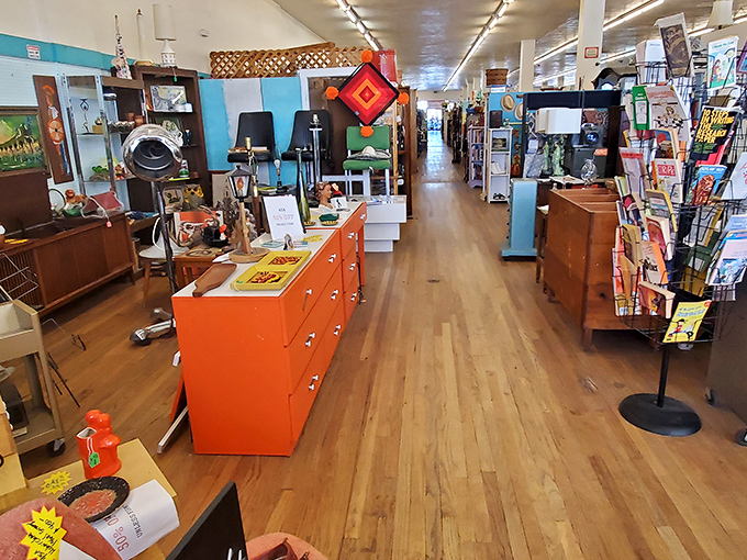 That iconic orange counter greets you like an old friend, while turquoise dividers create a labyrinth of discovery.