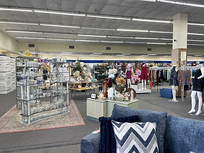 Department stores wish they could arrange merchandise this thoughtfully. From glassware to evening wear, it's a museum where everything's for sale.