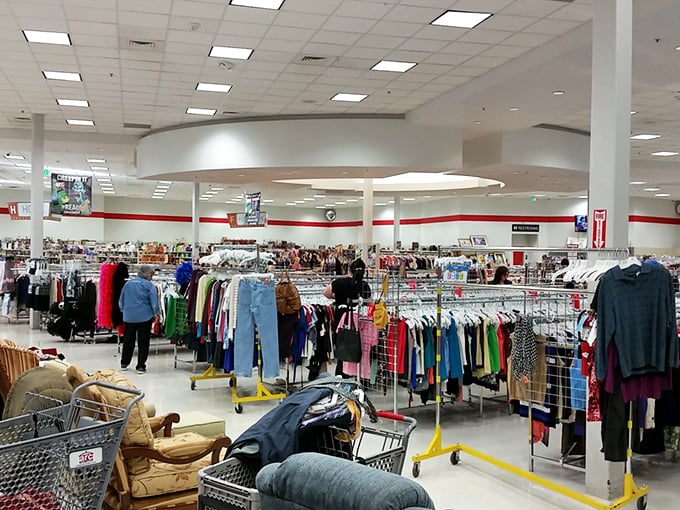 A retail wonderland where clothing racks stretch to the horizon, each aisle a potential goldmine of fashion finds waiting to be discovered.