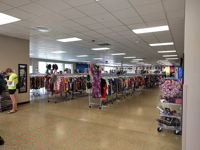 Inside, the spacious layout invites exploration. Like an archaeological dig, each aisle potentially holds your next great discovery.