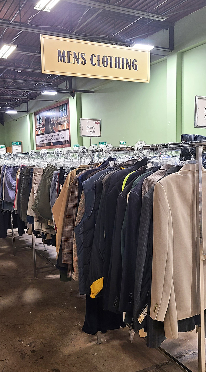 The men's clothing section offers everything from casual wear to interview-ready attire. Quality control ensures only the best makes it to the racks.