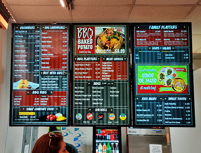Behold, the menu of meaty delights! It's like a treasure map for your stomach, with X marking the spot for deliciousness.