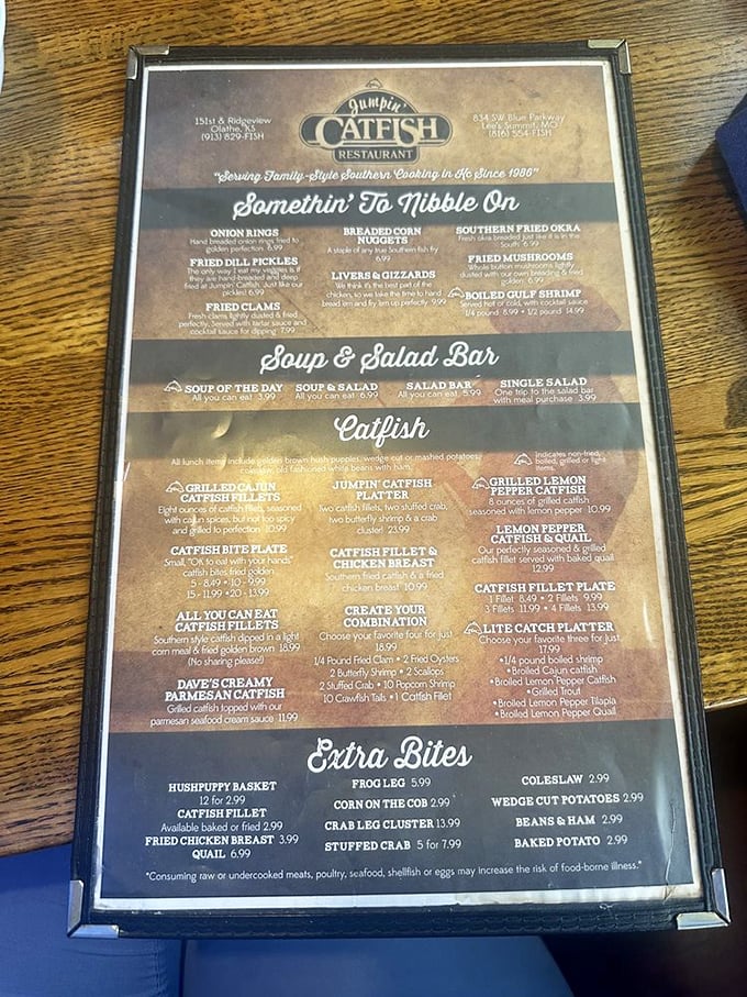 The menu reads like a love letter to Southern comfort food. Each description promises a delicious journey that your taste buds will thank you for taking.