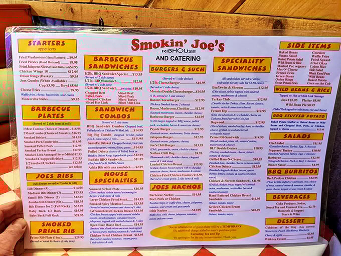 A menu that doesn't need fancy fonts or flowery descriptions. When your barbecue speaks this loudly, all you need is a straightforward list of what's smoking.
