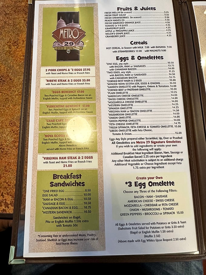 The menu at Metro 29 is practically a novel of comfort food classics, with an entire chapter dedicated to their legendary omelets and benedicts.