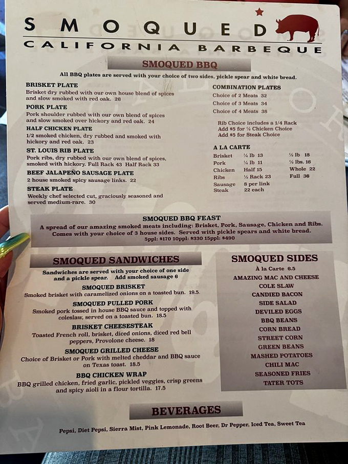 A menu that reads like poetry to the protein-obsessed. The "Smoqued BBQ Feast" isn't just a meal &ndash; it's an expedition.