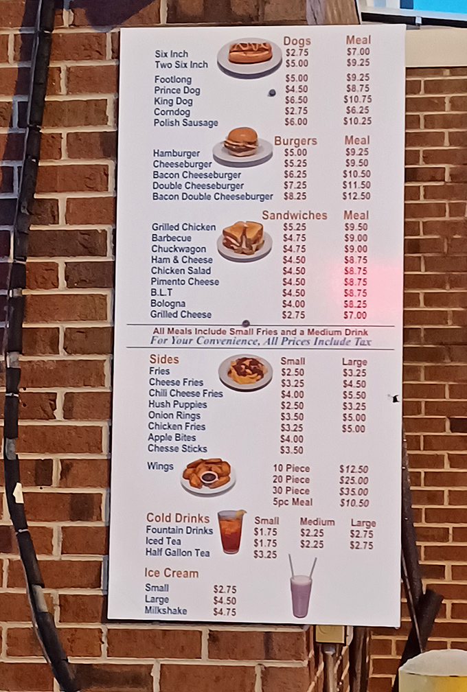 This menu isn't trying to reinvent the wheel&mdash;it's perfecting it. From six-inch dogs to the royal "King Dog," simplicity reigns supreme.