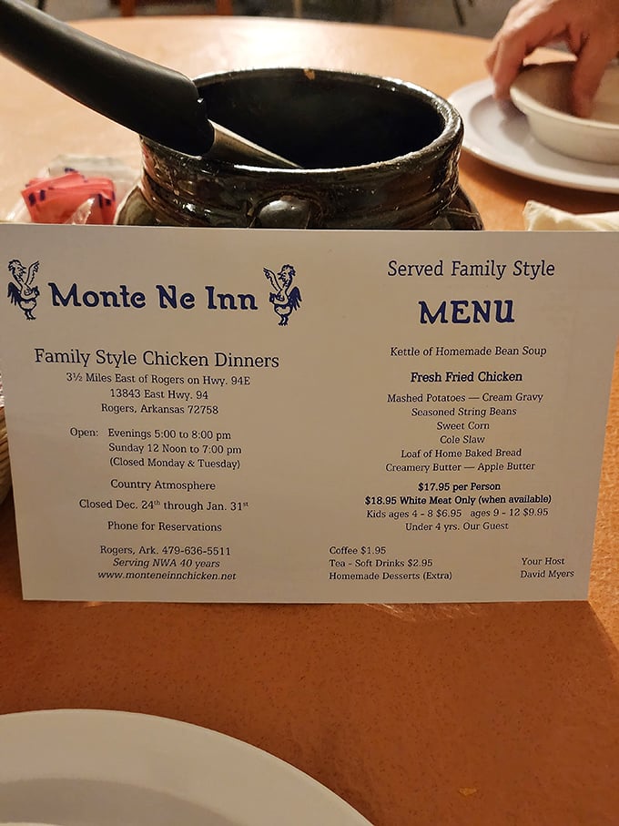 The menu reads like a love letter to simplicity. One meal, perfectly executed, with sides that would make your grandmother nod in approval.