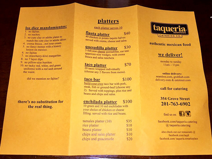Their "Ten Commandments" menu philosophy says it all: no cute clay plates, no fancy menus with history, no pillow-sized burritos. Just authentic Mexican food that speaks for itself.