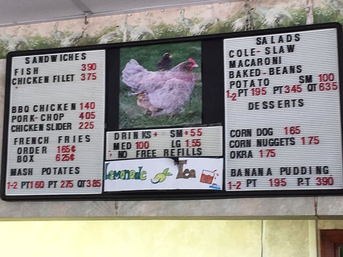 The no-frills menu board tells you everything you need to know&mdash;this place isn't about fancy descriptions, just honest-to-goodness southern cooking that speaks for itself.