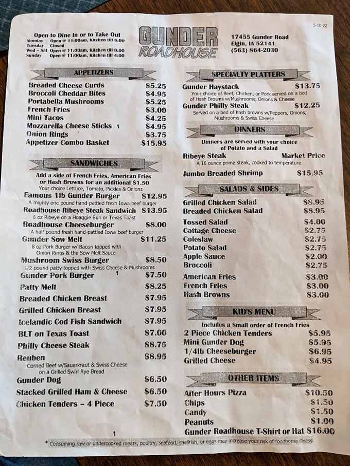 The menu reads like a love letter to Midwest comfort food, with the famous Gunderburger taking center stage in this culinary drama.