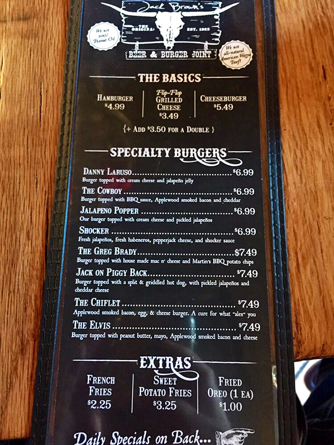 The menu speaks the universal language of burger love. Simple, straightforward, and utterly tantalizing without unnecessary frills.