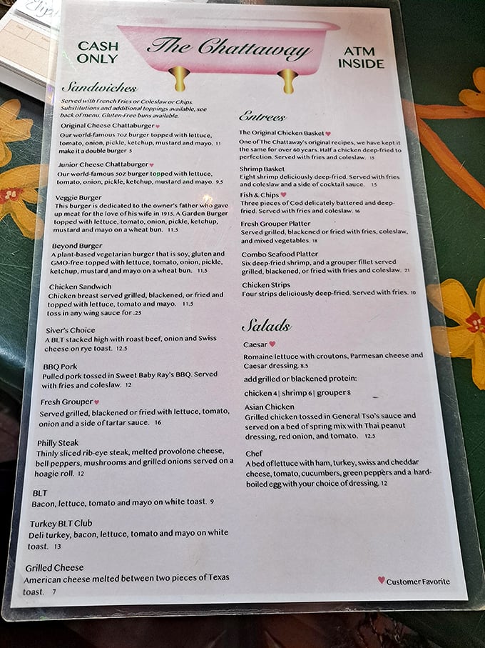 The menu at The Chattaway is like a love letter to comfort food, with the famous Chattaburger taking center stage as the undisputed star of the show.