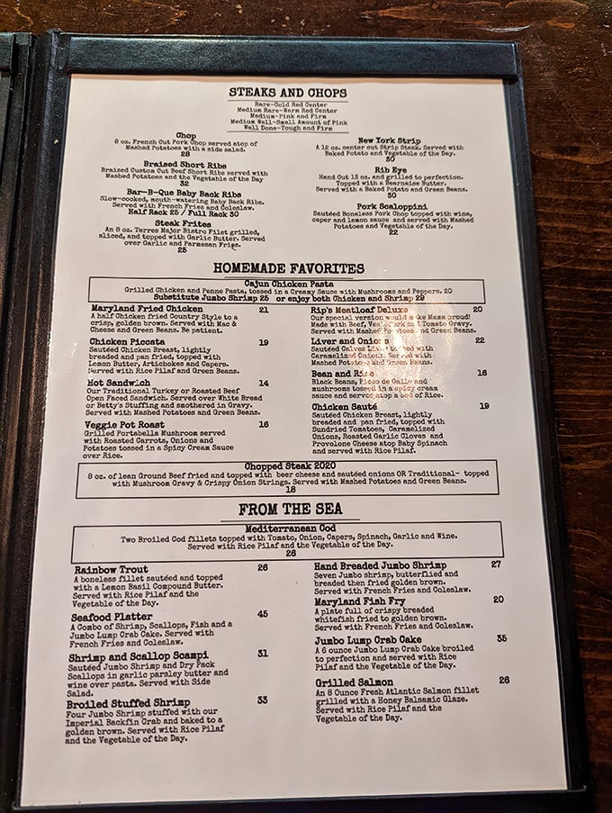 This isn't just a menu; it's a roadmap to happiness. From Maryland Fried Chicken to Jumbo Lump Crab Cakes, decisions have never been so deliciously difficult.