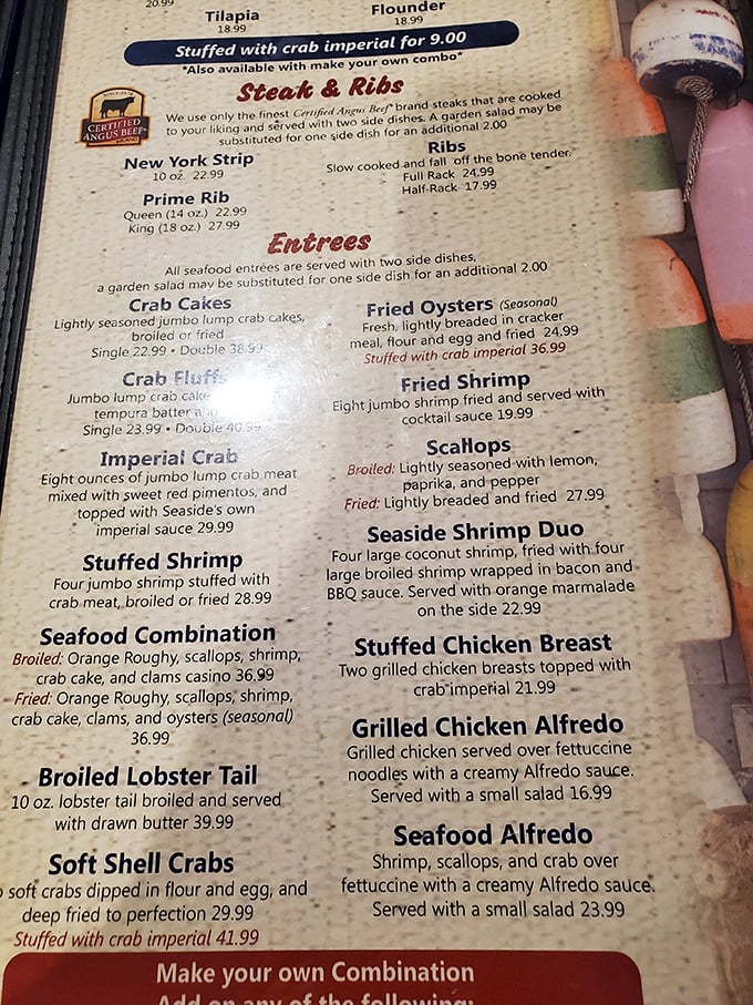 The menu reads like a love letter to Maryland seafood traditions&mdash;where imperial crab and soft shells aren't just dishes, they're cultural institutions.