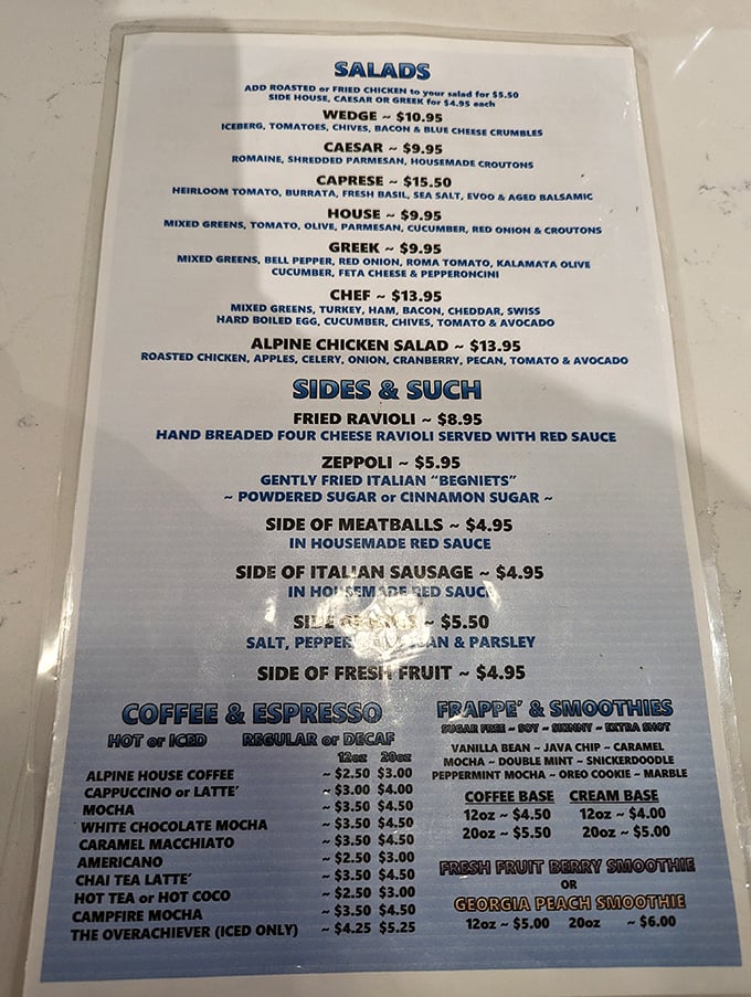 A menu that reads like a love letter to Italian cuisine, with each dish promising a different kind of happiness.