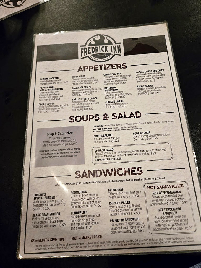 This isn't a menu—it's a roadmap to happiness. The hardest journey is deciding between the prime rib and everything else.