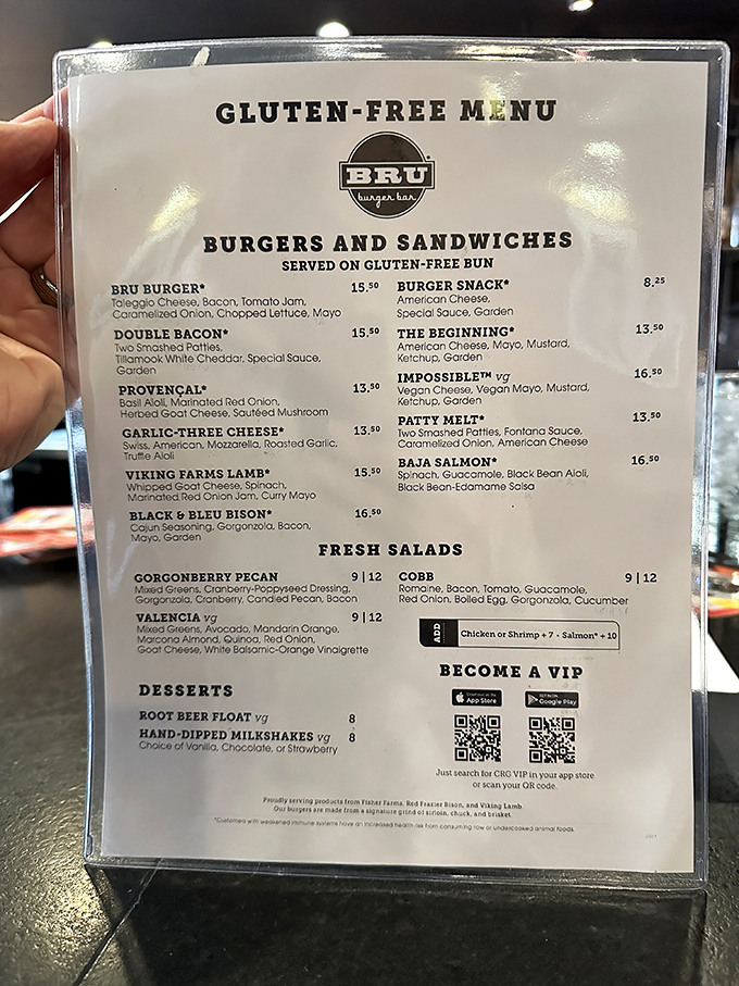 The gluten-free menu proves that dietary restrictions and burger bliss can coexist peacefully. That Proven&ccedil;al burger is calling my name!