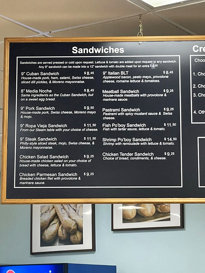 The sandwich board reads like a love letter to Cuban-American cuisine. Each option promises a different path to satisfaction.