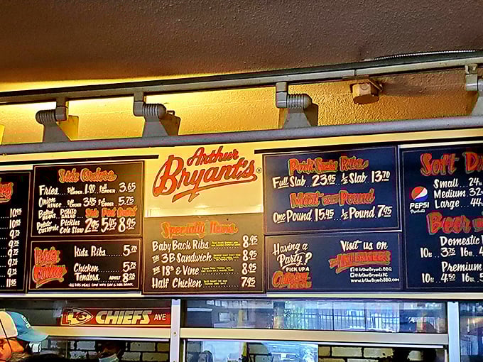 This menu board might as well say "Happiness Available Here" with its tempting array of smoked treasures and surprisingly reasonable prices.