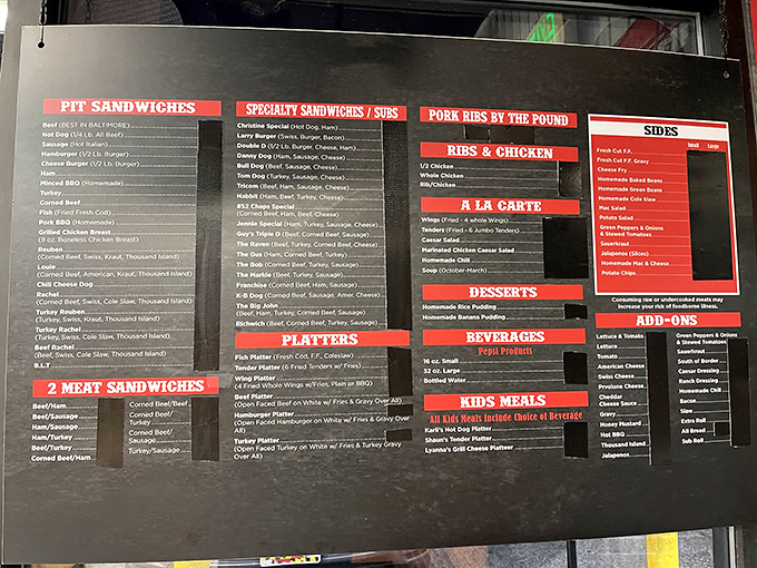 The menu board at Chap's reads like a carnivore's dream journal—pit sandwiches, two-meat combos, and sides that know their supporting role.