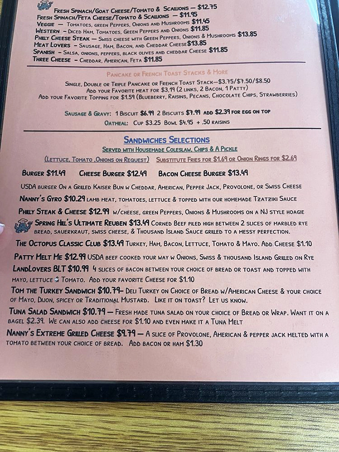 A menu isn't just a list&mdash;it's a promise. My Nanny's sandwich lineup reads like a love letter to comfort food classics.