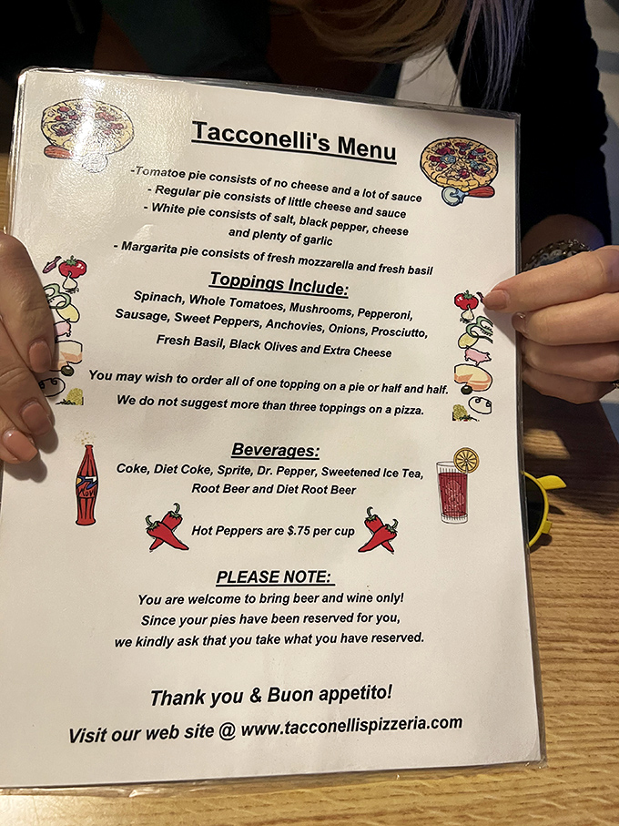 The menu reads like a pizza haiku&mdash;simple, purposeful, profound. Note the dough reservation policy that separates the planners from the dreamers. 
