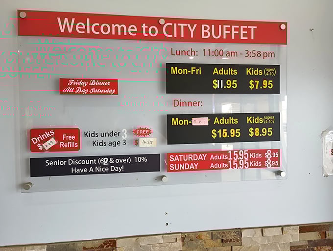 The price board spells it out clearly: happiness by the plateful with free drink refills as an added bonus.