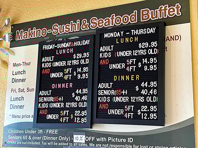 The height-based pricing system feels like a carnival ride requirement, but it's actually genius &ndash; growing kids with growing appetites get a fair deal.