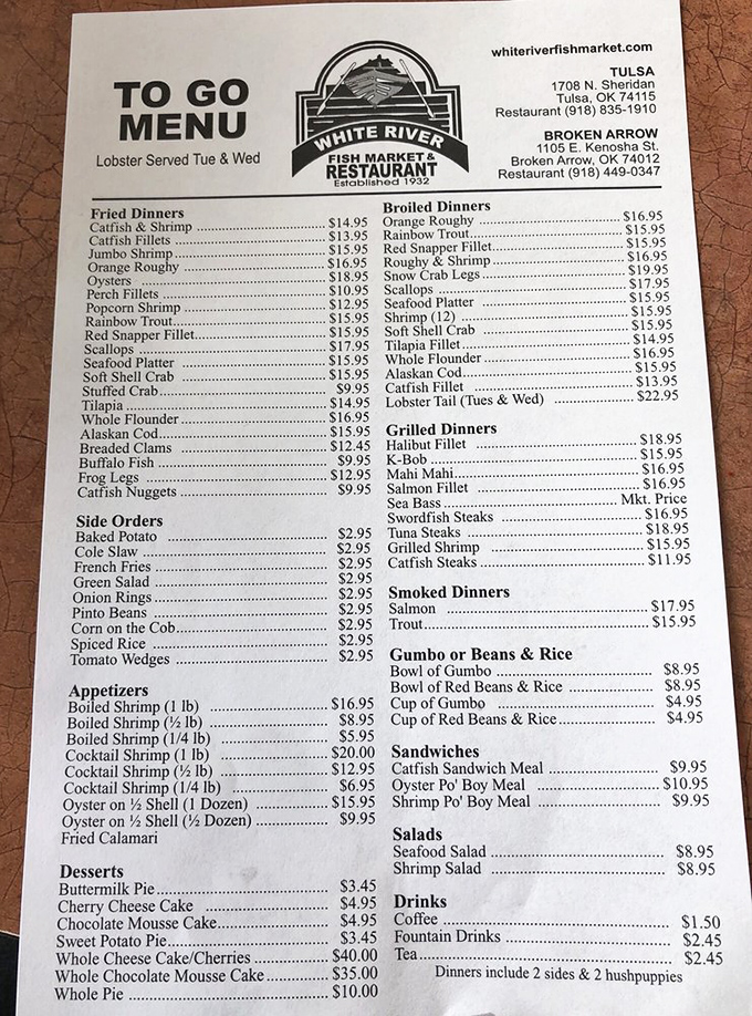 This menu is like the seafood version of War and Peace – comprehensive, timeless, and deserving of your full attention.