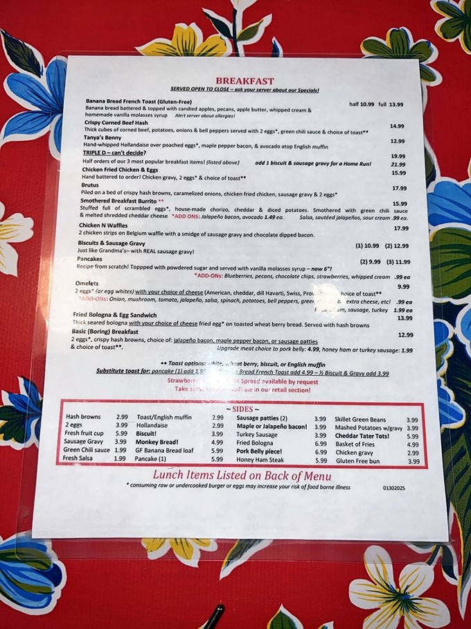 This isn't just a menu&mdash;it's a roadmap to breakfast nirvana. Study it like you're cramming for the most delicious exam ever.