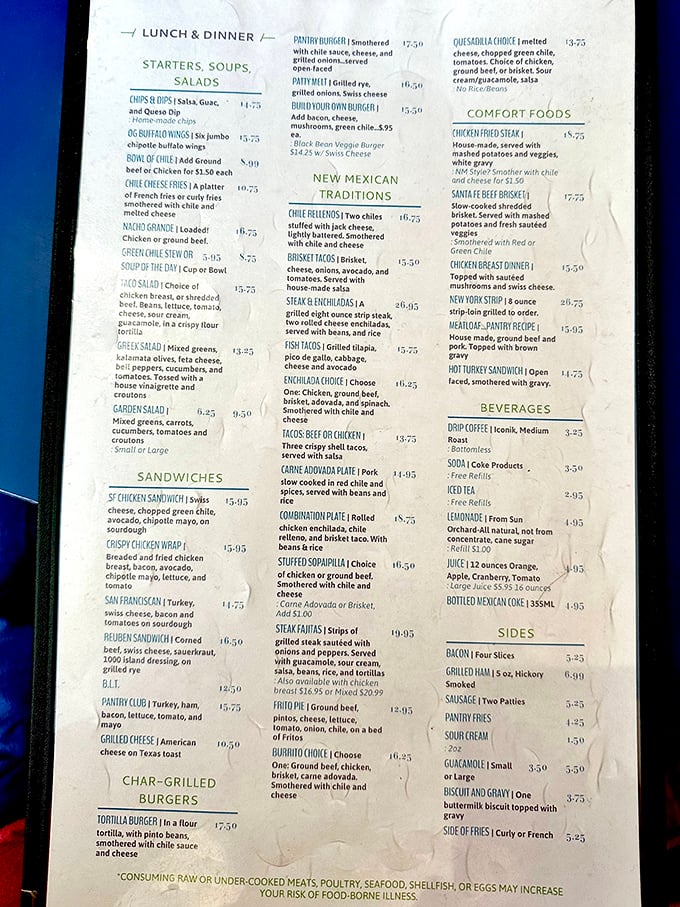 The menu reads like a love letter to New Mexican cuisine—each item a potential relationship you'll want to commit to.