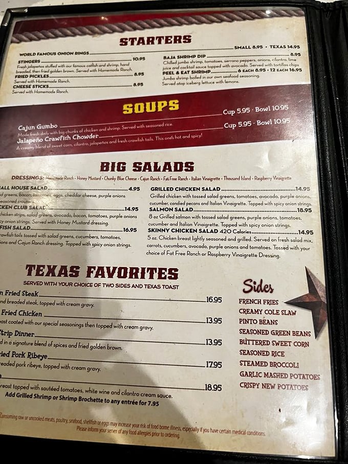 This menu isn't messing around &ndash; Texas favorites that could make a vegetarian temporarily question their life choices.