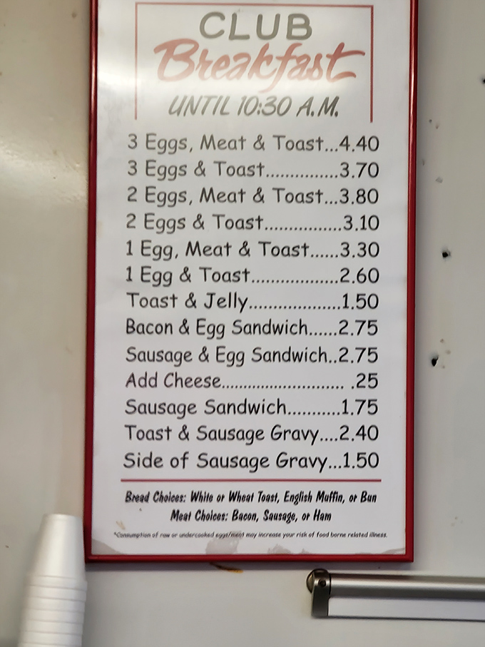 The breakfast menu at Texas Tavern is like a time capsule of affordability&mdash;where else can you still join the "Club Breakfast" without breaking the bank?