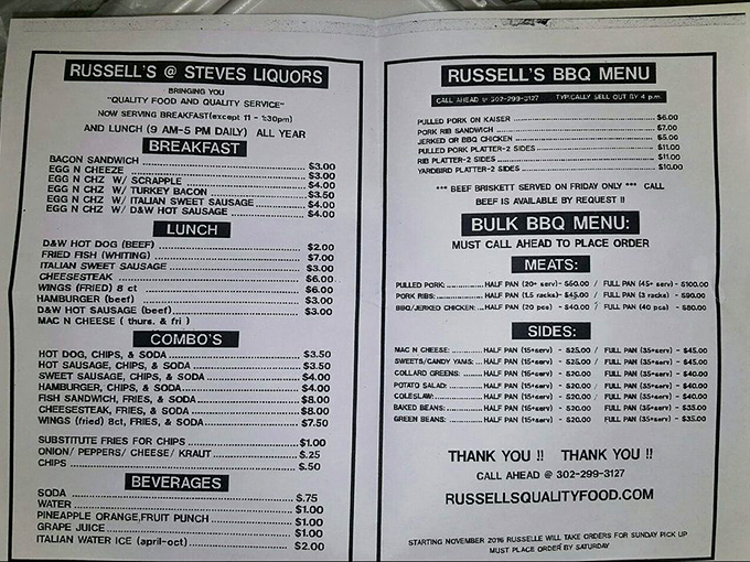 A menu that gets straight to the point—no fancy descriptions needed when the food speaks this loudly for itself.