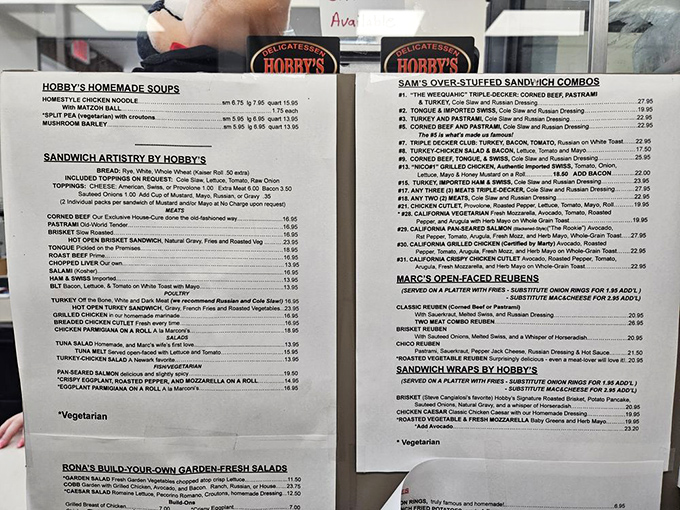 This isn't just a menu&mdash;it's a sacred text of sandwich possibilities. Study it carefully; life-changing decisions await between these columns.