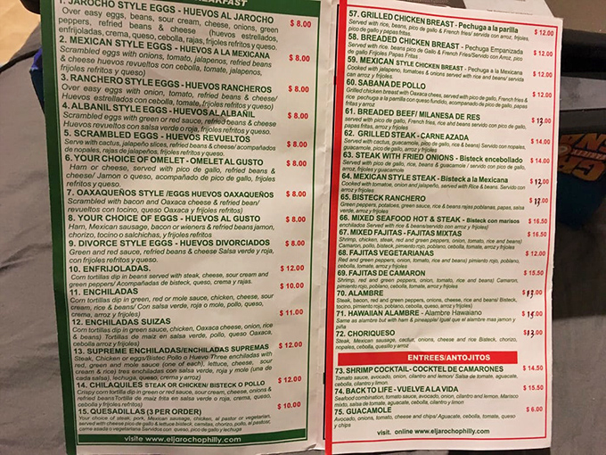 The menu reads like a love letter to Mexican cuisine. Each item promises a different path to happiness.