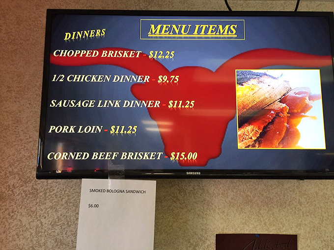 The menu board tells you everything you need to know: life-changing brisket awaits. Decision paralysis has never been so delicious.