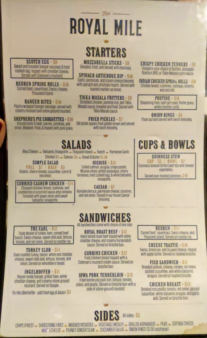 The menu reads like a greatest hits album of British comfort food – each dish promising a transatlantic flavor journey without the jet lag.